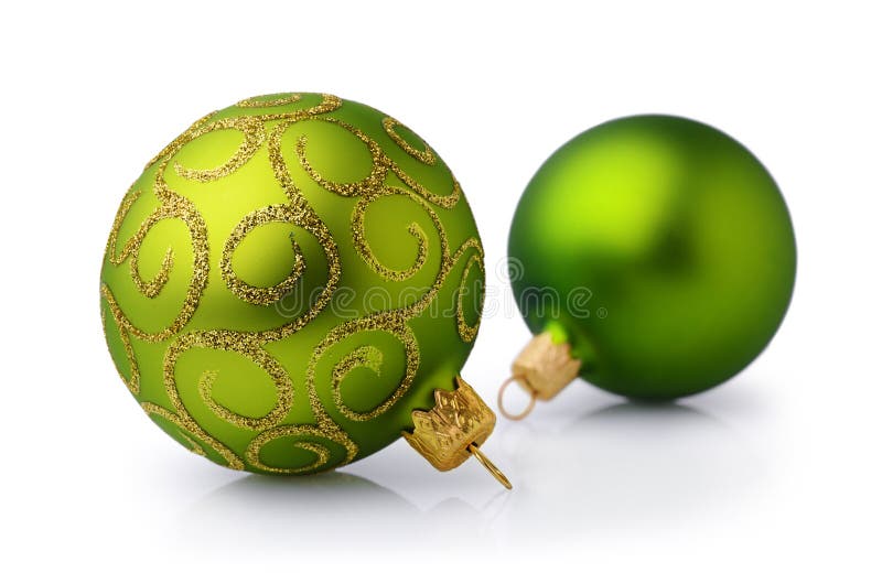 Dos Bolas Verdes De La Navidad Imagen de archivo - Imagen de celebre ...