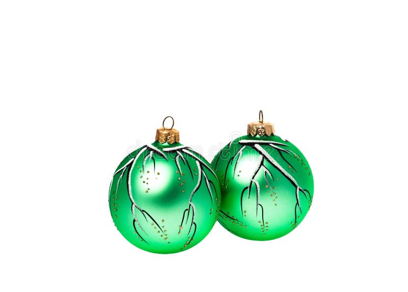 Dos Bolas Verdes Pintadas a Mano De La Navidad Foto de archivo - Imagen ...
