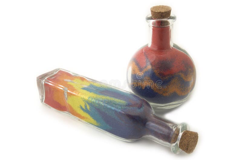 Dos Botellas Con La Arena Colorida Imagen de archivo - Imagen de ...
