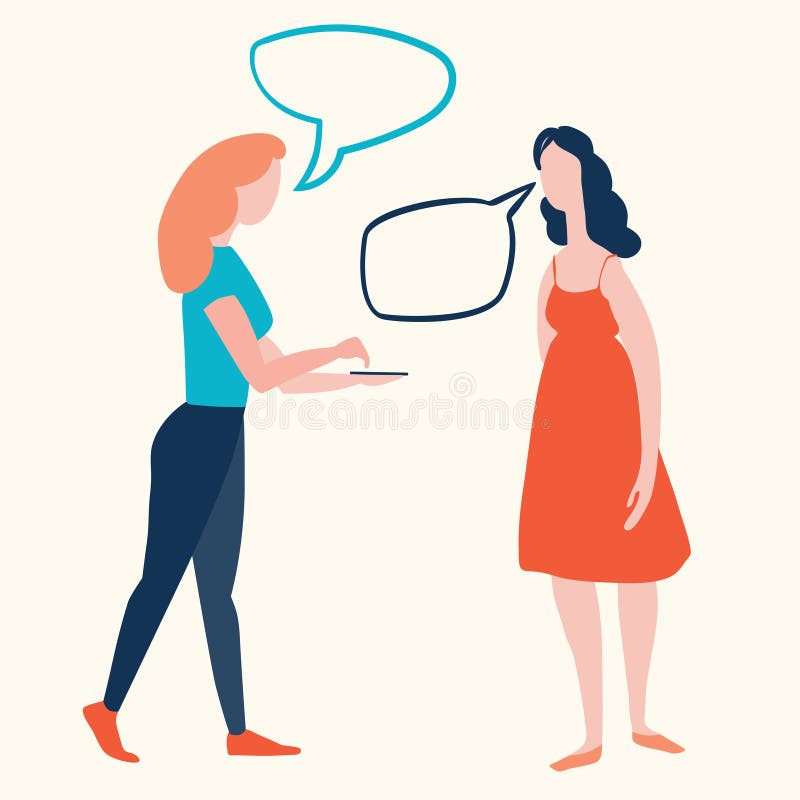 Dos Mujeres Hablando De Burbujas De Discursos De Diálogo Ilustración