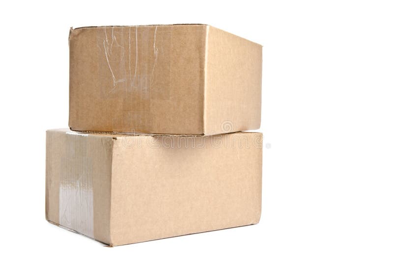 Dos Cajas De Cartón Aisladas En #2 Blanco Imagen de archivo - Imagen de ...