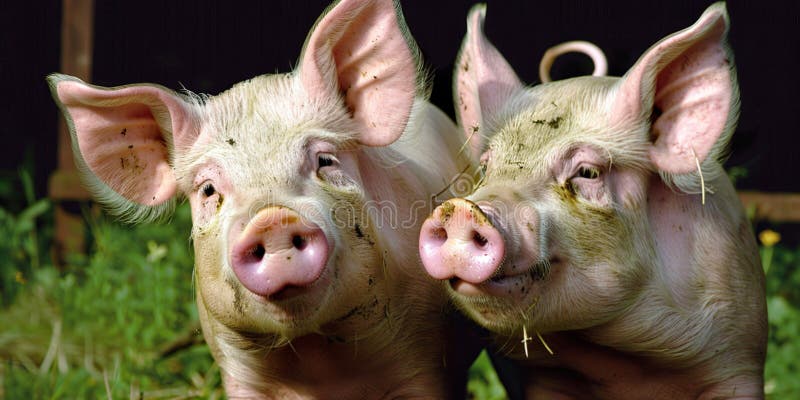 Dos Cerdos Felices En La Granja Stock de ilustración - Ilustración de ...