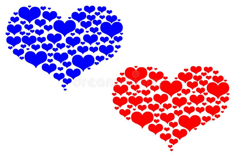 Dos Corazones Azules Y Rojos Ilustración del Vector - Ilustración de ...