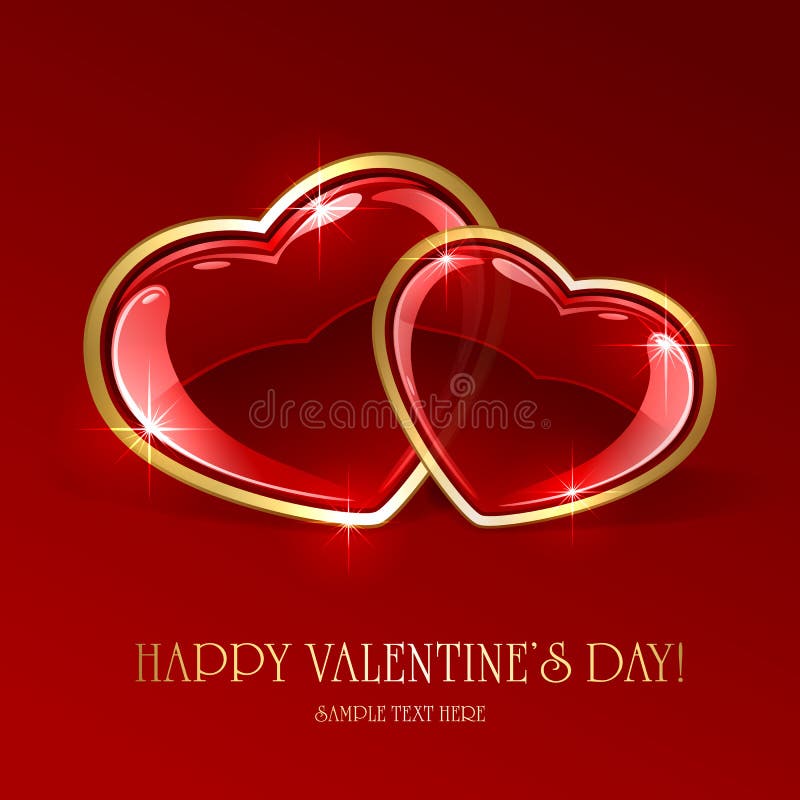 Dos corazones brillantes ilustración del vector. Ilustración de cristal ...
