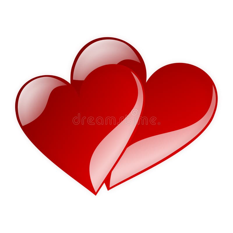 Dos Corazones Rojos Unidos Juntos Stock de ilustración - Ilustración de ...