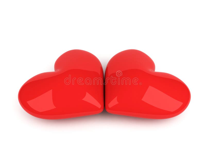 Dos Corazones Rojos Que Mienten En El Blanco Stock de ilustración ...