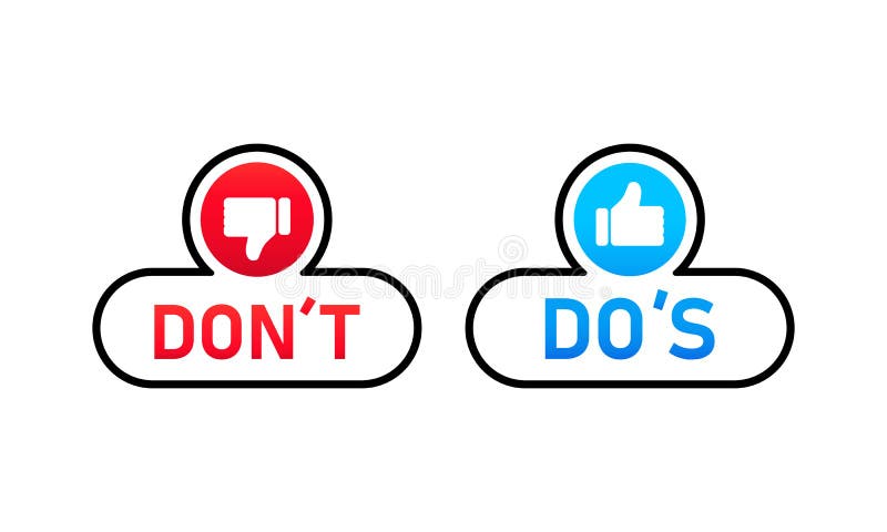 Dos and Donts Label Sticker. Green Check Mark Yes and Red Cross No Icon ...