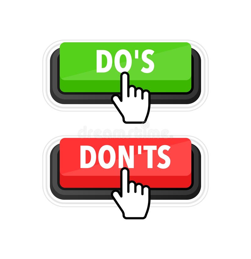 Dos and Donts Button. Good and Bad Icon. Positive and Negative Sign ...
