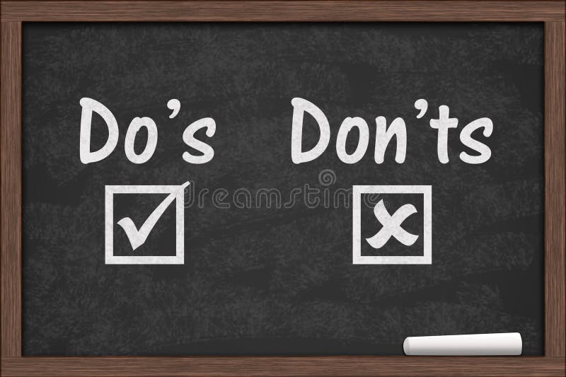Dos and Donts Message on a Chalkboard Stock Image - Image of grammar ...