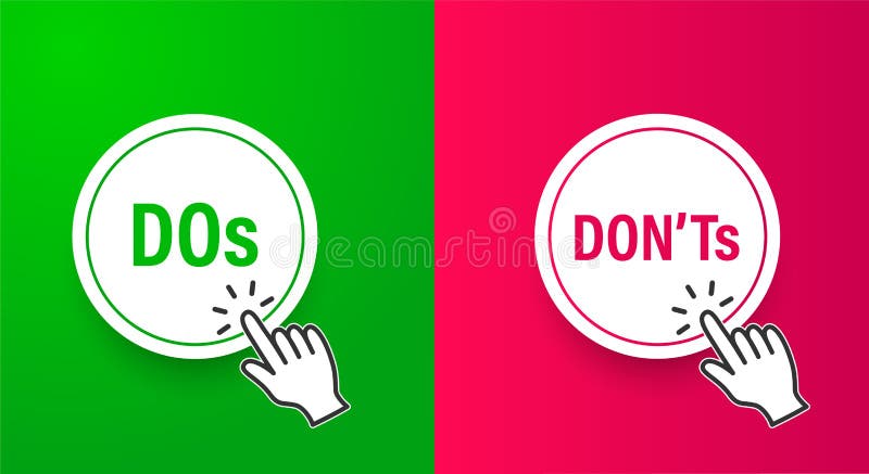 Dos and Donts. Sign Post Indicating Do S Vs Don Ts. Concept of Poor or ...
