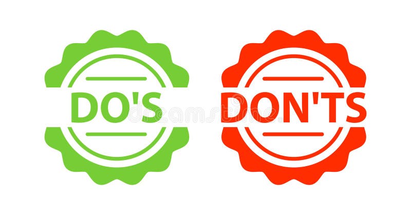 Dos and Donts Signs, Label. Two Green and Red Stickers Stock Vector ... Dos and Donts Signs, Label. Two Green and Red Stickers Stock Vector ...