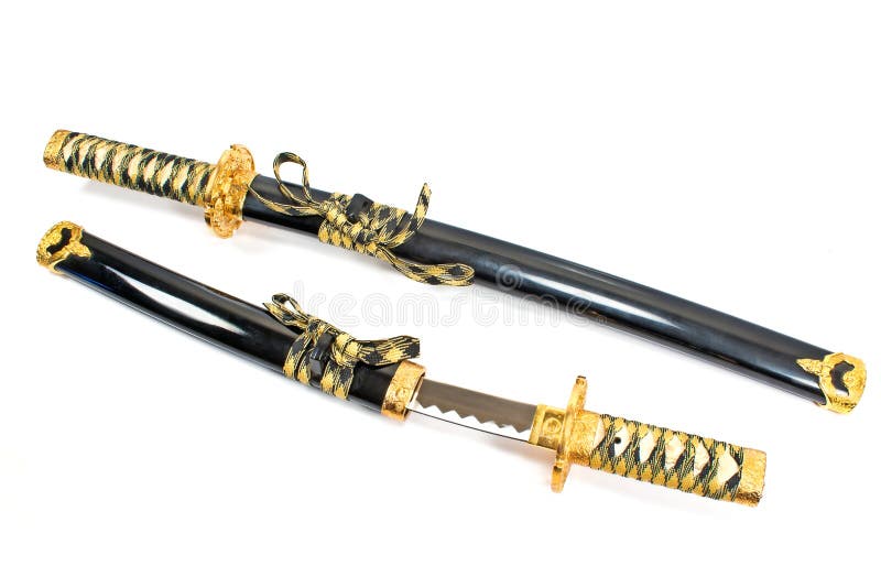 Dos Espadas Japonesas Del Katana Del Samurai Imagen de archivo - Imagen ...