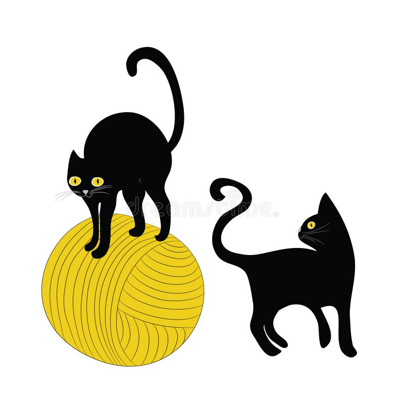 Silueta Del Gatos Negros Ilustraciones Stock Vectores Y Clipart