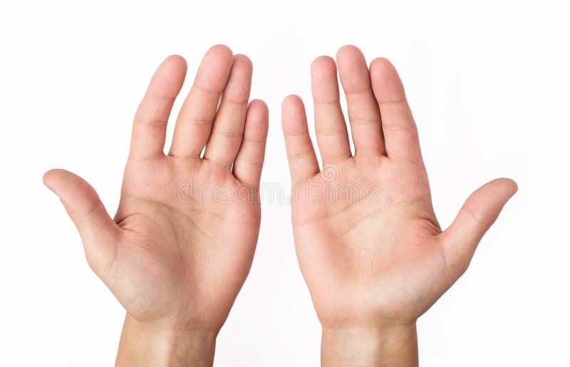 Dos Manos Abiertas Del Varón Aisladas Imagen de archivo - Imagen de ...