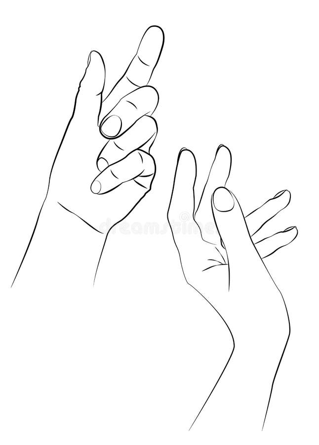 Dos Manos Hembras Manos En Posiciones Diferentes Vector Ilustración