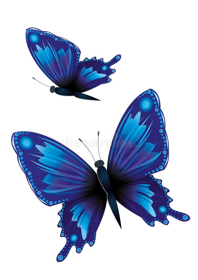 Mariposas Azules En El Cielo Soleado Ilustración del Vector ...