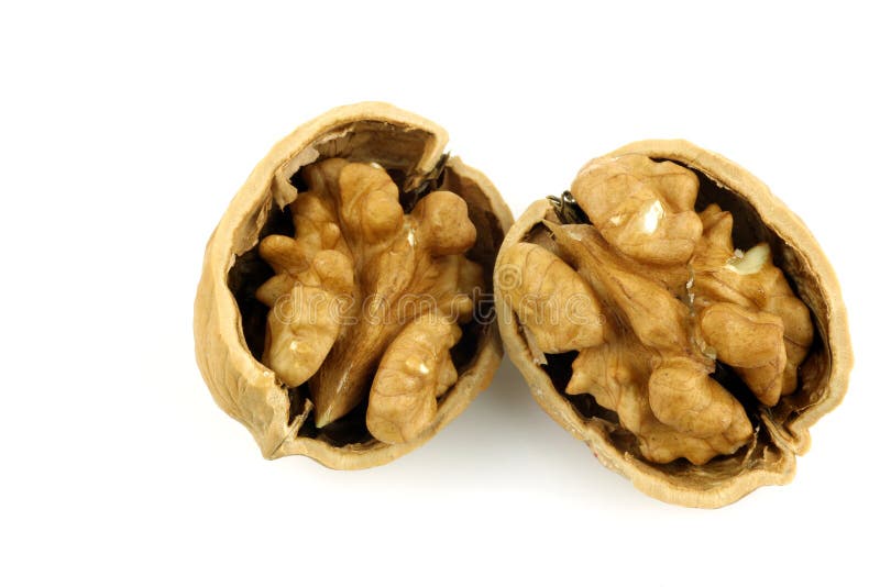 Mitad abierta de la nuez imagen de archivo. Imagen de crudo - 18415079