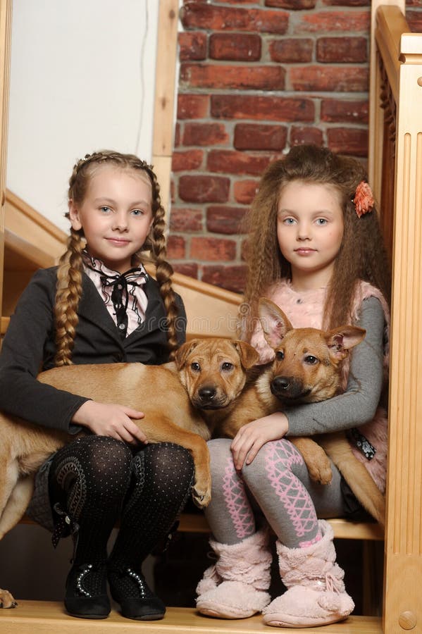 Dosas Hermanas Con Cachorros Imagen de archivo - Imagen de canino ...