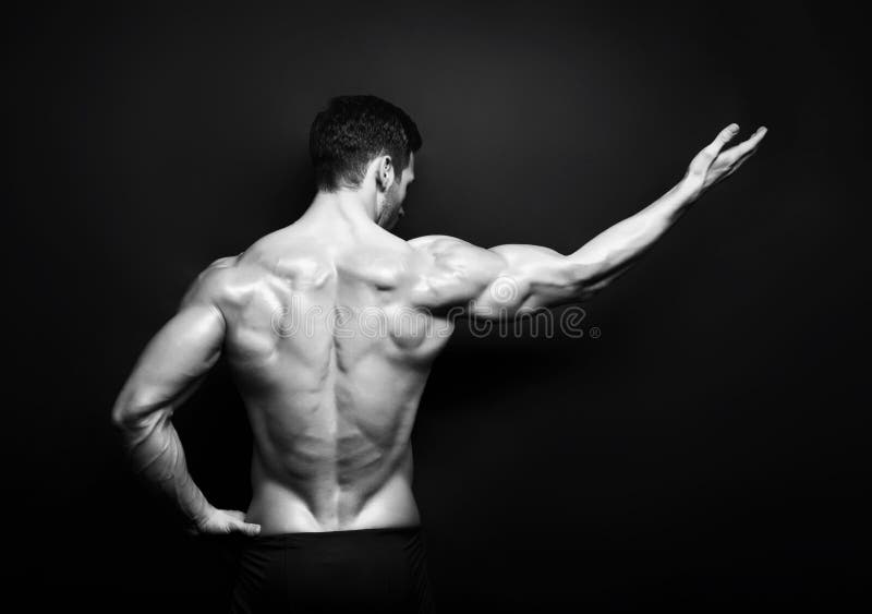 Dos Musclé D'homme En Noir Et Blanc Photo stock - Image du attrayant ...