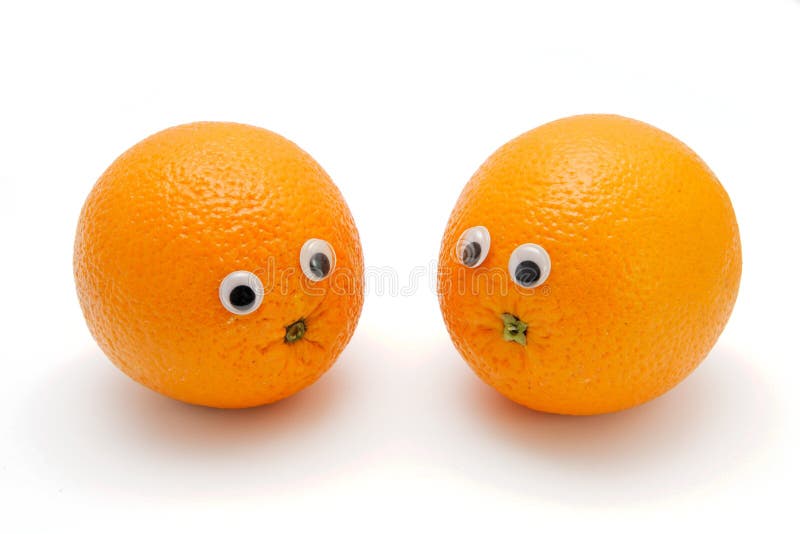 Dos Naranjas Divertidas Con Los Ojos En Blanco Foto de archivo - Imagen ...