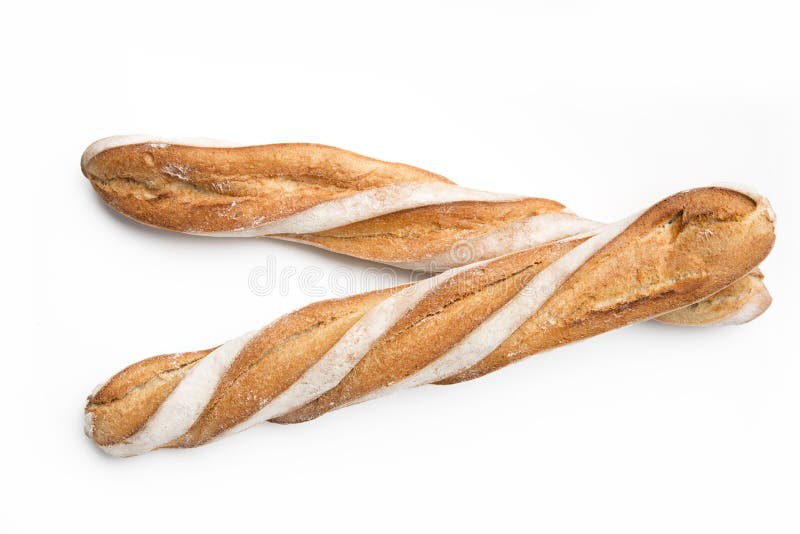 Dos Panes Franceses En El Fondo Blanco Foto de archivo - Imagen de ...