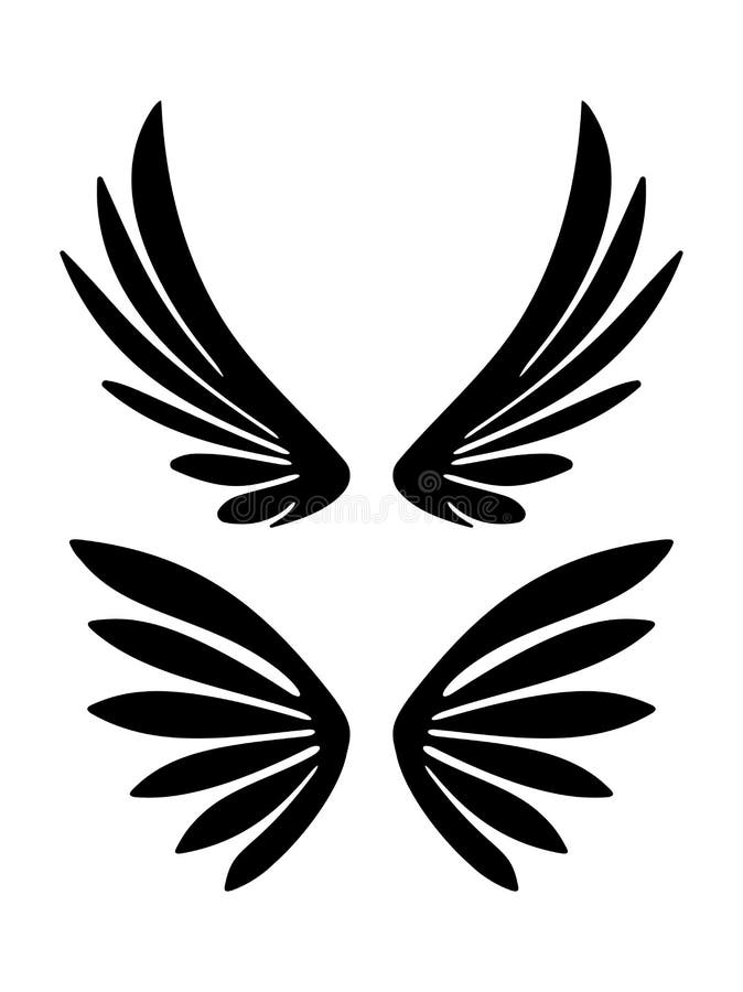 Dos Pares De Alas Decorativas Del Vector Aisladas En Blanco Ilustración ...