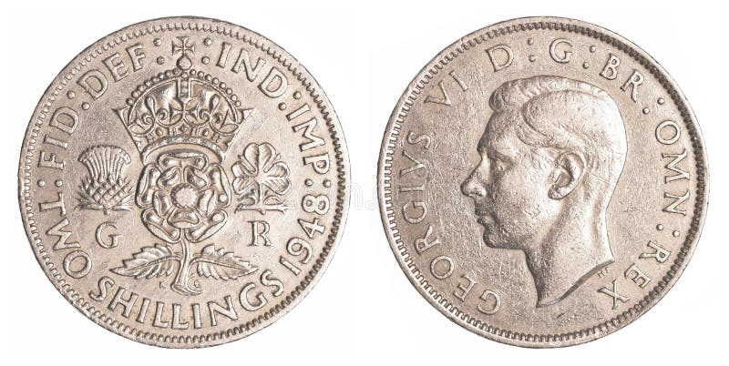 Dos Viejos Chelines Británicos De Moneda Imagen de archivo - Imagen de ...