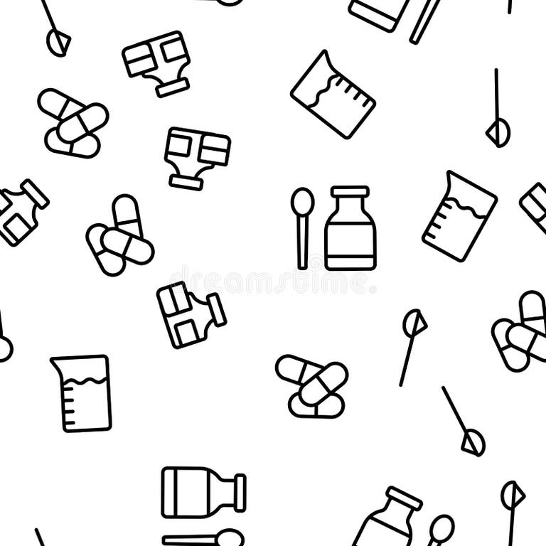 Dosage, Dosing Drugs Vector Seamless Pattern Stock Vector ...