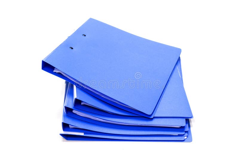 Dossier Bleu Avec Des Documents Sur La Table Blanche Photo stock ...