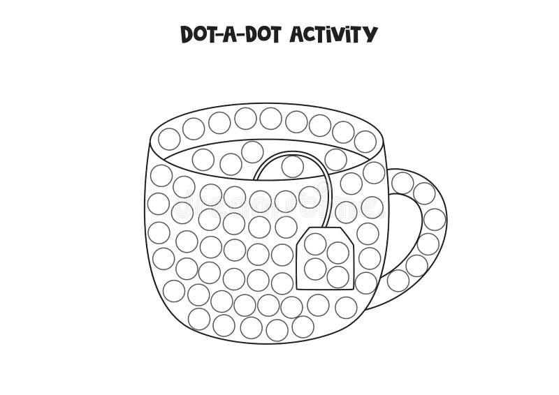Dot a Dot Game for Preschool Kids. Cartoon Cup of Tea Stock Vector ...