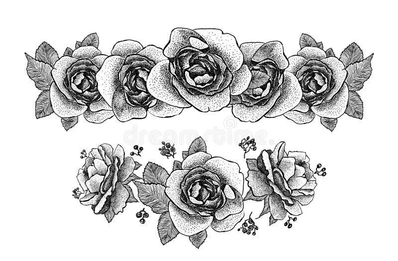 Dot Art Graphic with Rose Flowers Stock Vector - Illustration of ...