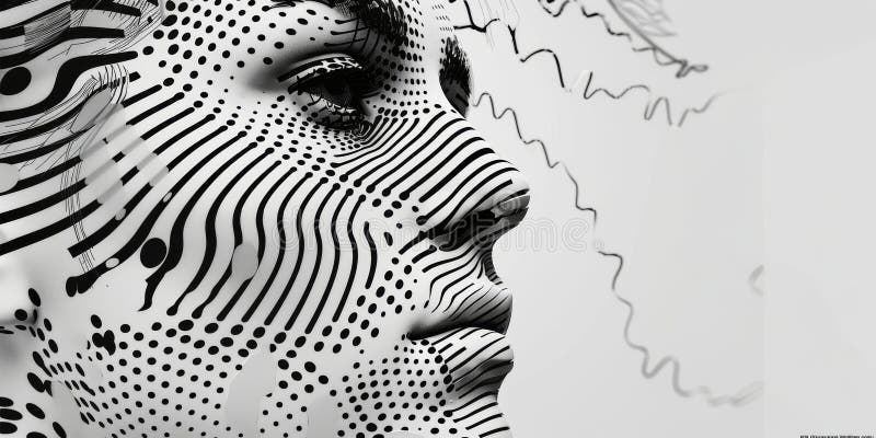 Dot Art Portrait with Dynamic Waves Stock Image - Image of waves ...