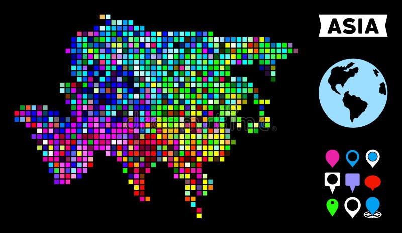 Dot Asia Map colorido ilustração do vetor. Ilustração de impressionante ...