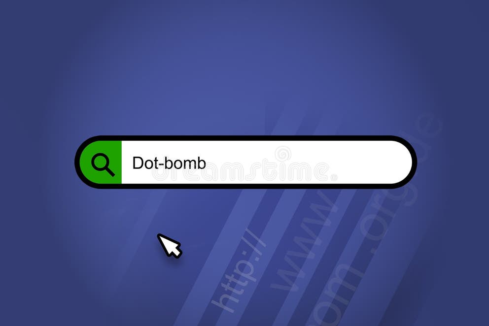 Dot-bomb - Search Engine, Search Bar with Blue Background Stock Photo ...