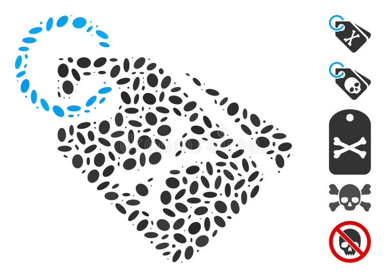 Dot Collage Death Bones Tags Stock Illustration - Illustration of ...