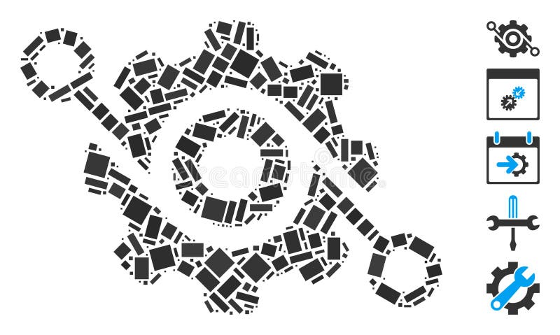 Dot Collage Gear Solution stock illustration. Illustration of collage ...