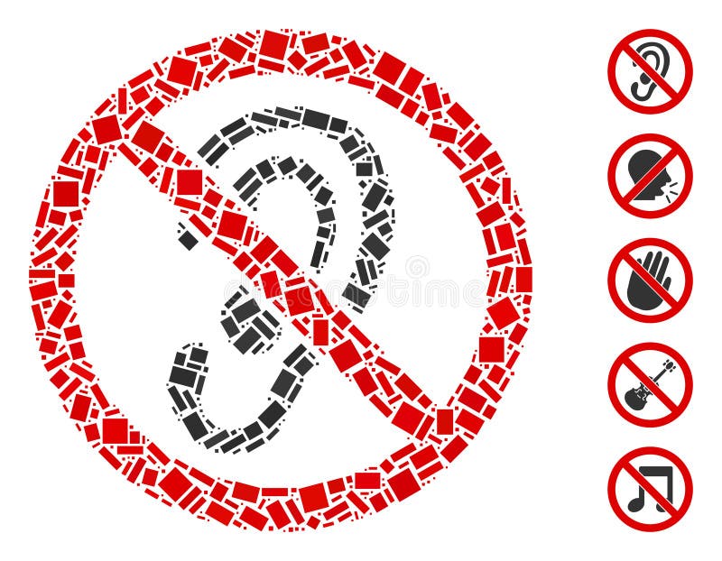 Dot Collage No Listen stock illustration. Illustration of prohibition ...