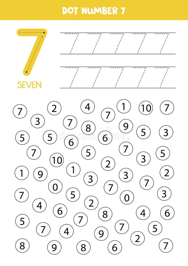 Dot or Color All Numbers 7. Educational Game Stock Vector ...
