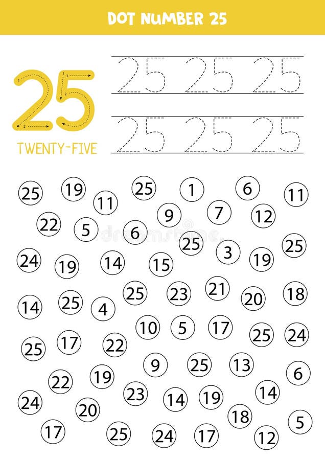 Dot or Color All Numbers 25. Educational Game. Stock Vector ...
