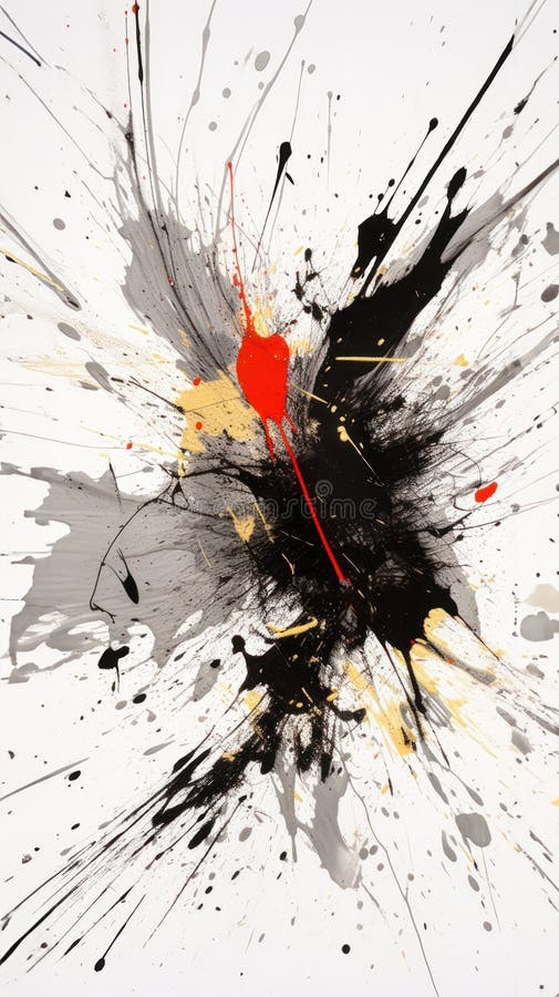 Dot Explosion: a Black, Red, and Yellow Painting Stock Illustration ...