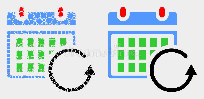 Pixelated and Flat Vector Calendar Rollback Icon Stock Vector ...