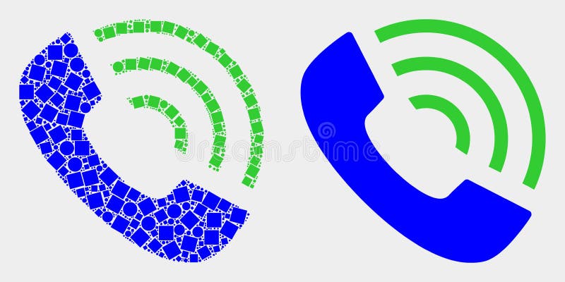 Pixelated and Flat Vector Call Phone Icon Stock Vector - Illustration ...