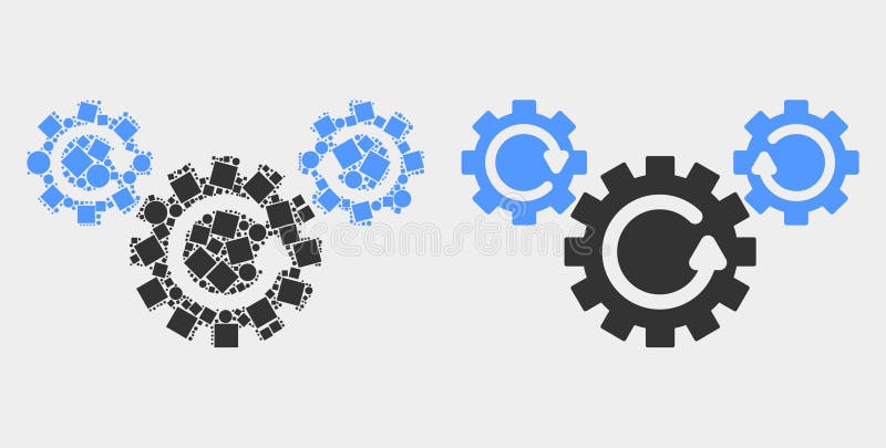 Dotted and Flat Vector Gear Rotation Icon Stock Vector - Illustration ...