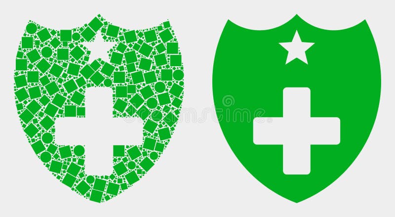 Pixelated and Flat Vector Medical Shield Icon Stock Vector ...