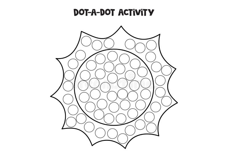 Dot a Dot Game for Preschool Kids. Cartoon Sun. Stock Vector ...