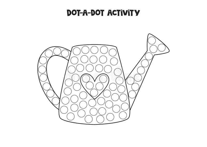 Dot a Dot Game for Preschool Kids. Cartoon Watering Pot Stock Vector ...