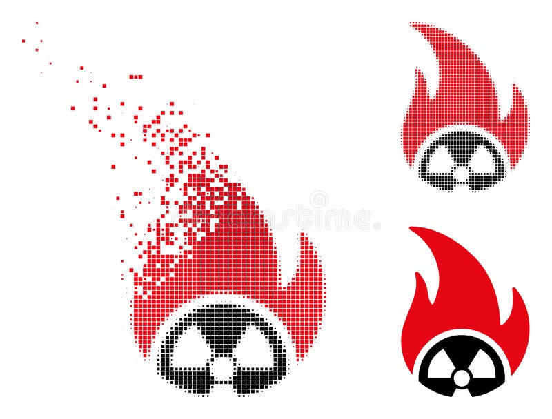 Dot Halftone Atomic Fire Icon Danificado Ilustração do Vetor ...