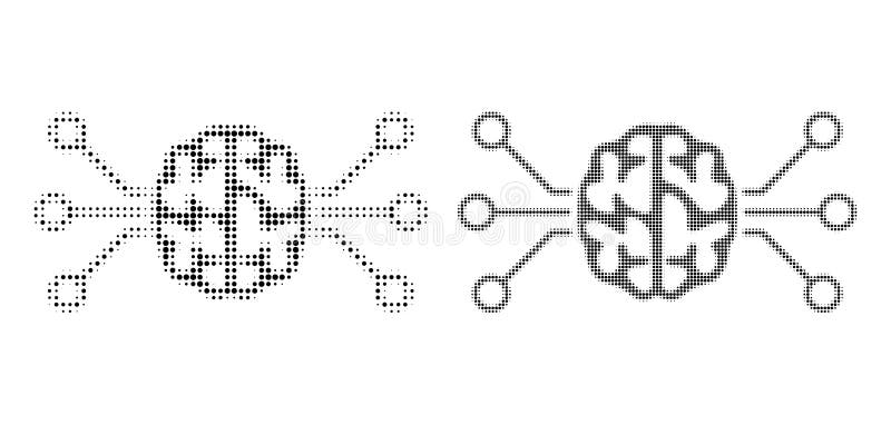 Dot Halftone Brain Circuit Icon Stock Vector - Illustration of solution ...