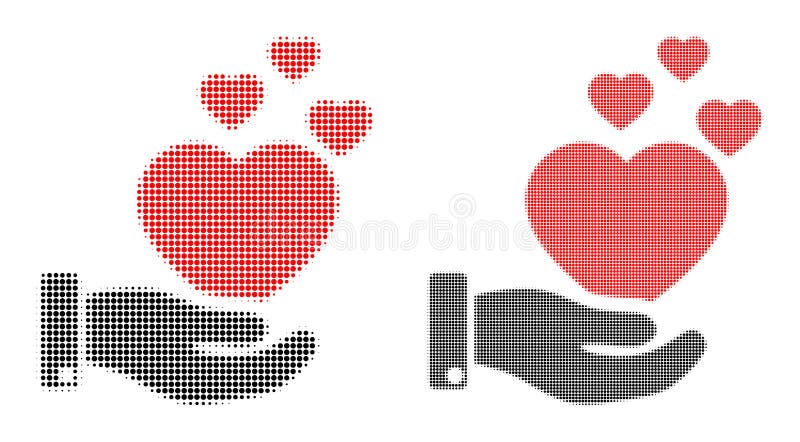 Dot Halftone Hand Offer Love Hearts Icon Stock Vector - Illustration of ...