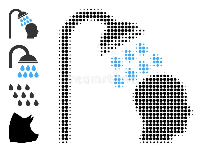 Dot Halftone Head Shower Icon and Other Icons Stock Vector ...